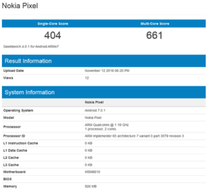 A new Nokia phone appears on GeekBench: Nokia Pixel - Price Pony